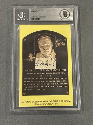 BABE RUTH Limited Edition Authentic Handwritten Relic Card Beckett ...