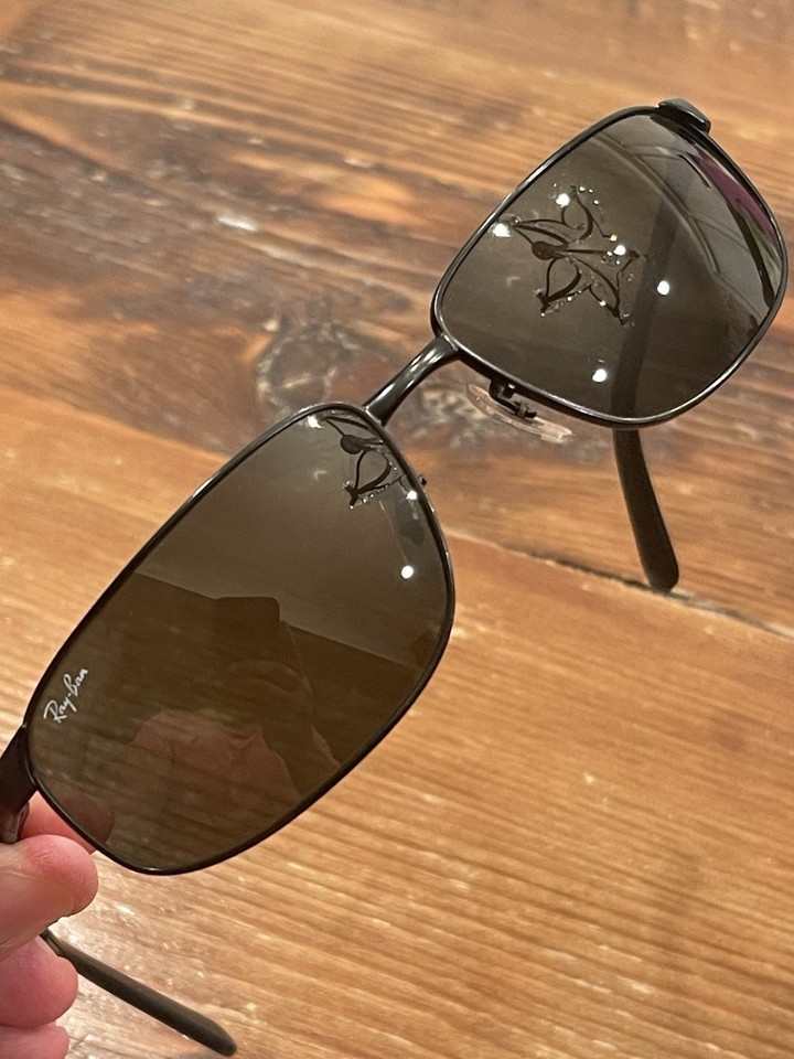 Ray-Ban RB 3221 006 Sunglasses Black Rectangular Metal Frame 62-16 ...