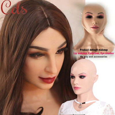 Realistic Silicone Female Face Mask Crossdresser Head Mask For women ...