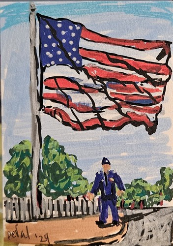 ACEO,Original Art Painting, Acrylic/Pen, Regina DeVal, Air Force, Flag ...