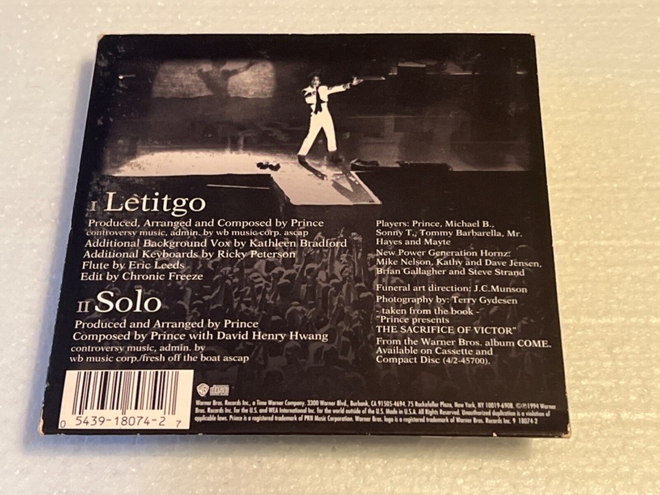 Prince - Let It Go w/ SOLO 1994 CD Single in CARD SLEEVE Warner Bros ...