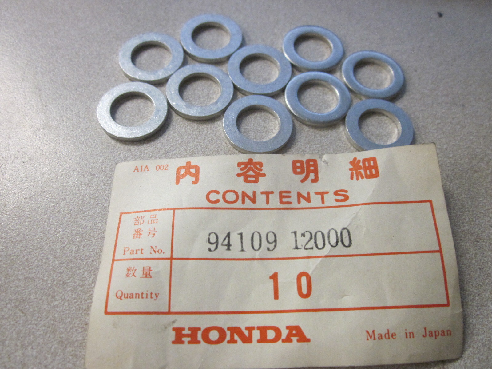 NOS Honda 12mm Drain Washer CB350 CB500 CB72 CB750 94109-12000 Qty 10 ...