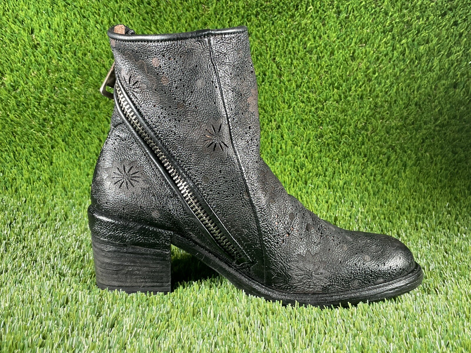 🔥AS98 ‘Jase’ Floral Leather Ankle Boots | Sz 39 (US 8.5-9) | eBay
