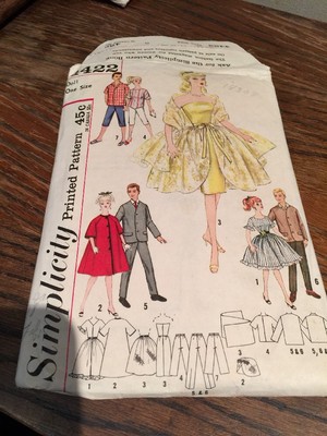 Vintage Simplicity 4422 boy girl doll pattern for Barbie Ken etc.; cut ...