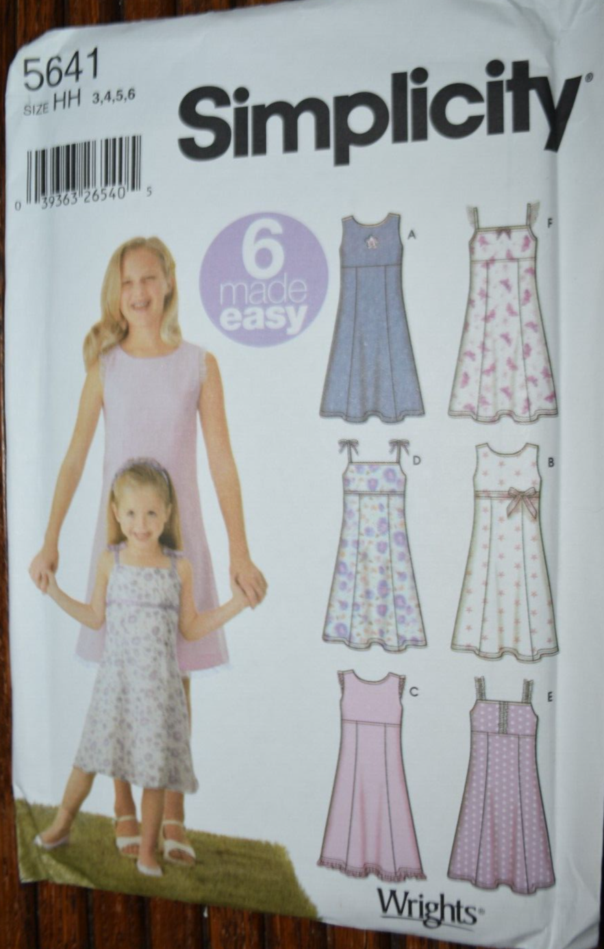 5641 Simplicity Child Girls Dress 6 Made Easy Sz 3 4 5 6 Uncut | eBay