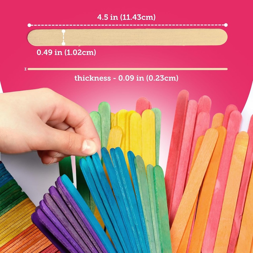 Incraftables Colored Popsicle Sticks for Crafts – 600 Pieces - 7 Colors ...