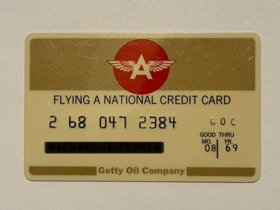 Flying A National Credit Card Getty Oil Company Great Condition For Its ...