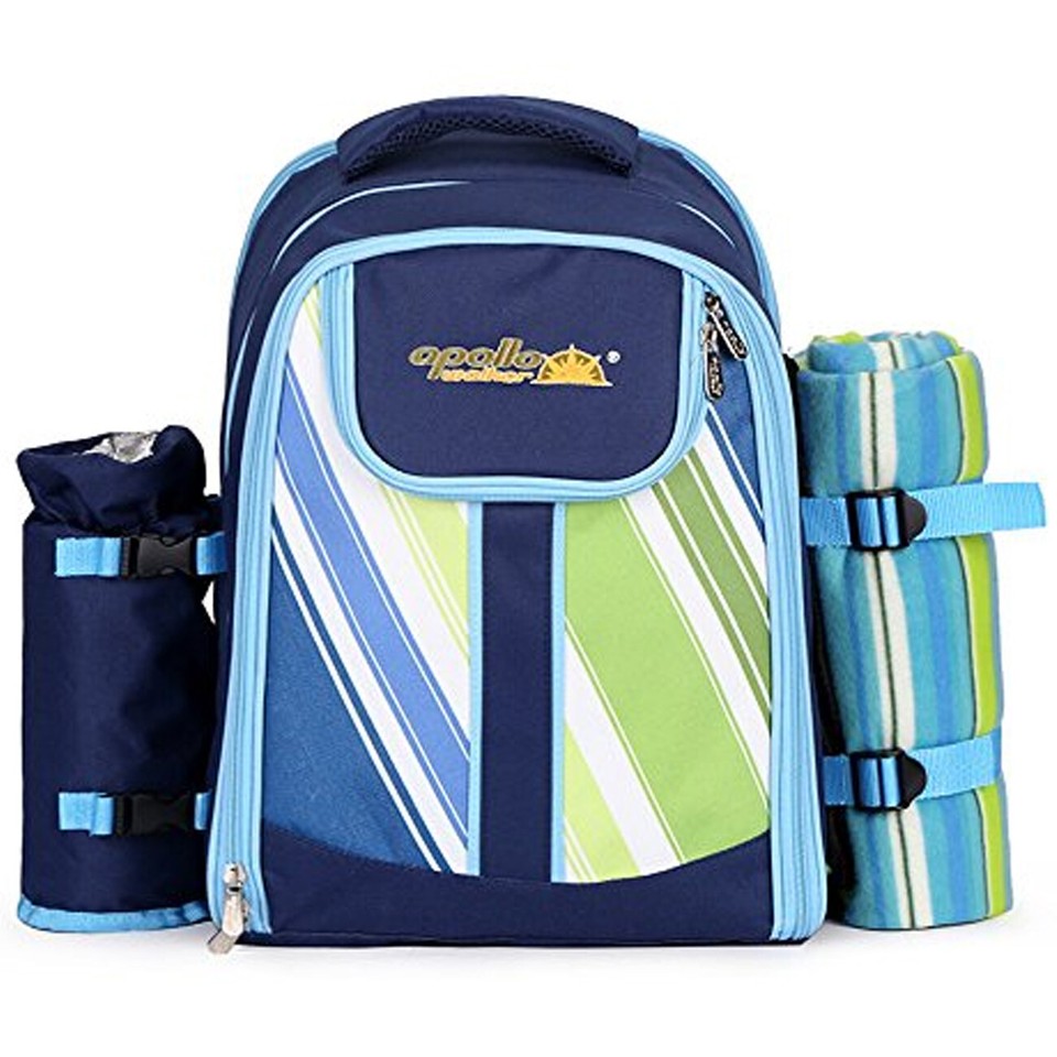 Apollo Picnic Backpack for 4 Blanket Insulated Bottle Cooler Cotton ...