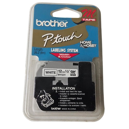 Brother P-Touch M-K231 Label Tape White 12mm 1/2" Home & Hobby | eBay