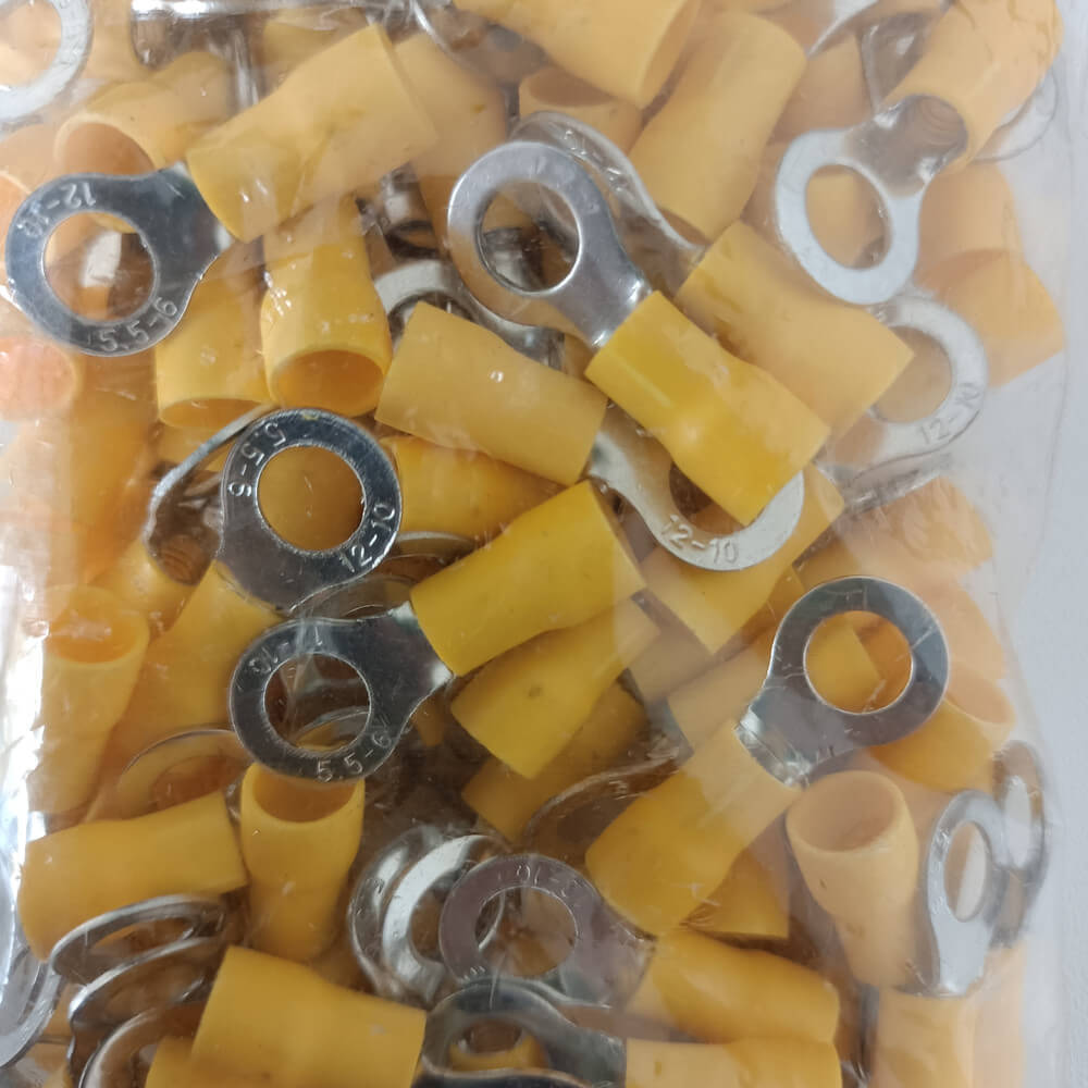 50-300Pcs Yellow 12-10 Gauge Car Ground Wire Ring Terminals Vinyl ...