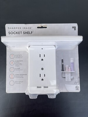 Sharper Image Socket Shelf Cordless Wall 6-Outlet Extender - White 740275050408| eBay