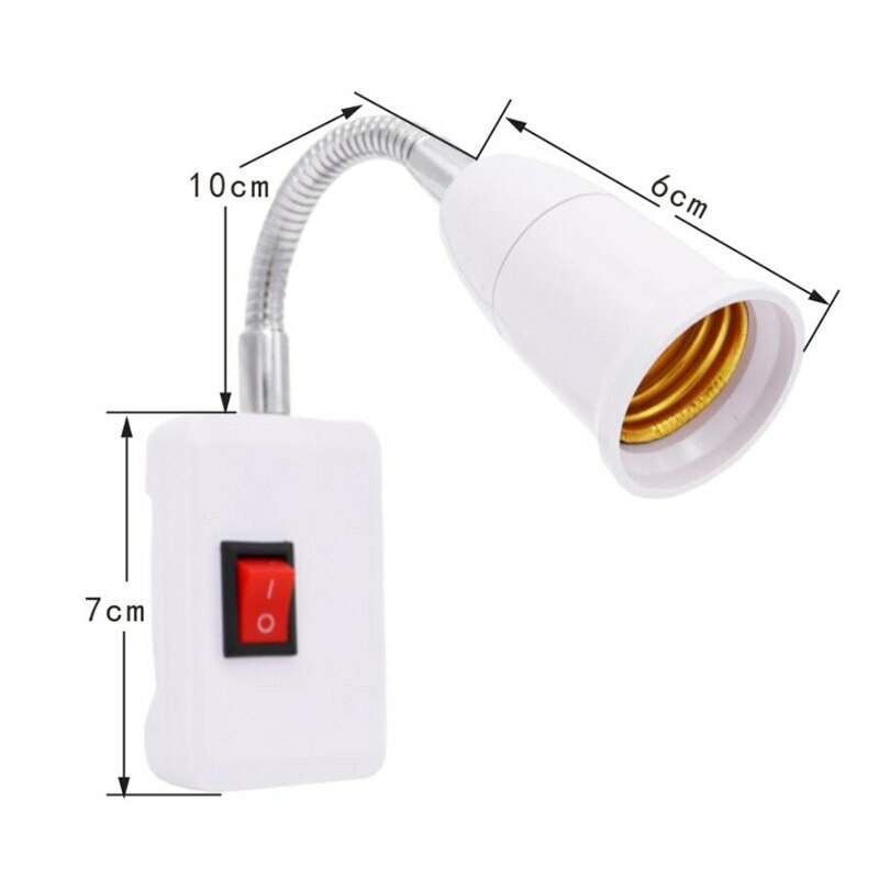 E27 Socket Adapter Flexible Extension Lamp Light Bulb Holder with On ...