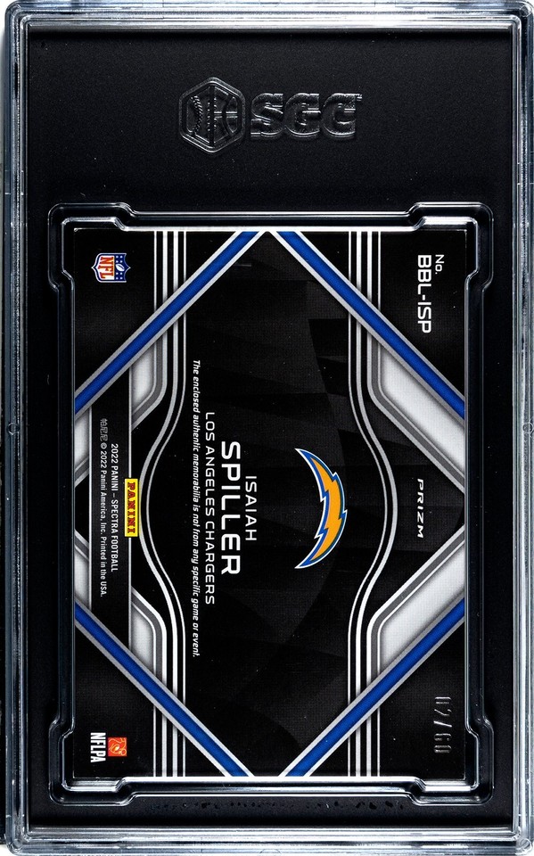 Isaiah Spiller 2022 Spectra Material Neon Blue PrizmRC /60 SGC Graded 8 ...
