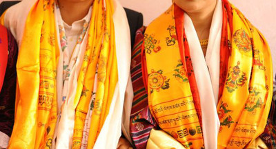 Khadak Khata Khatak with 8 auspicious symbols Buddhist Prayer Offering ...