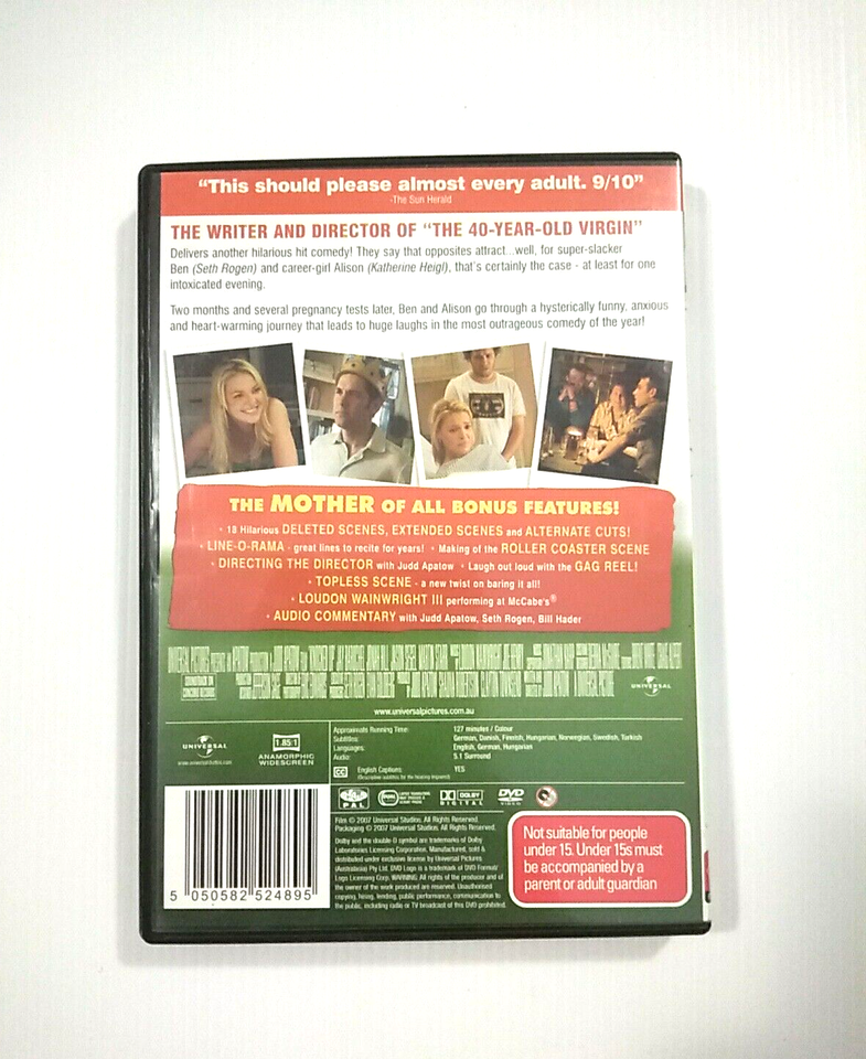 Knocked Up (DVD, 2007) Katherine Heigl Seth Rogen Paul Rudd Comedy ...