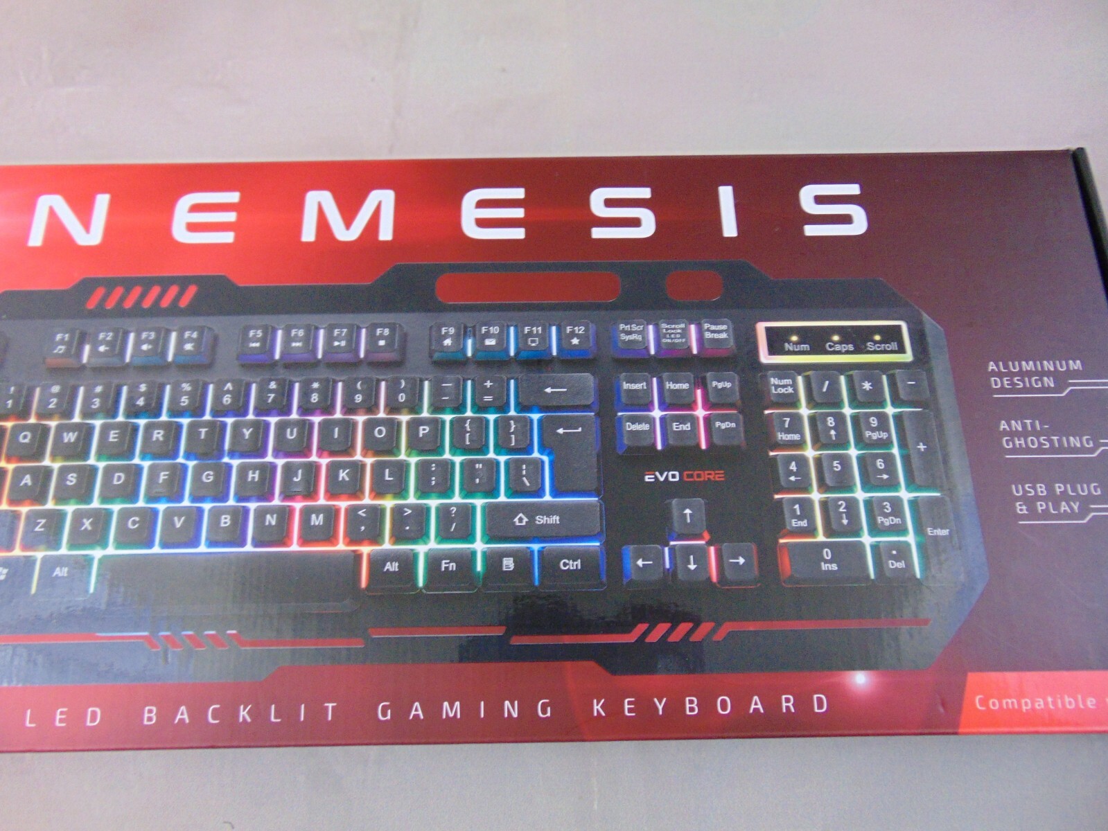 Nemesis EVO Core Color LED Backlit Gaming Keyboard PC Compatible New In ...