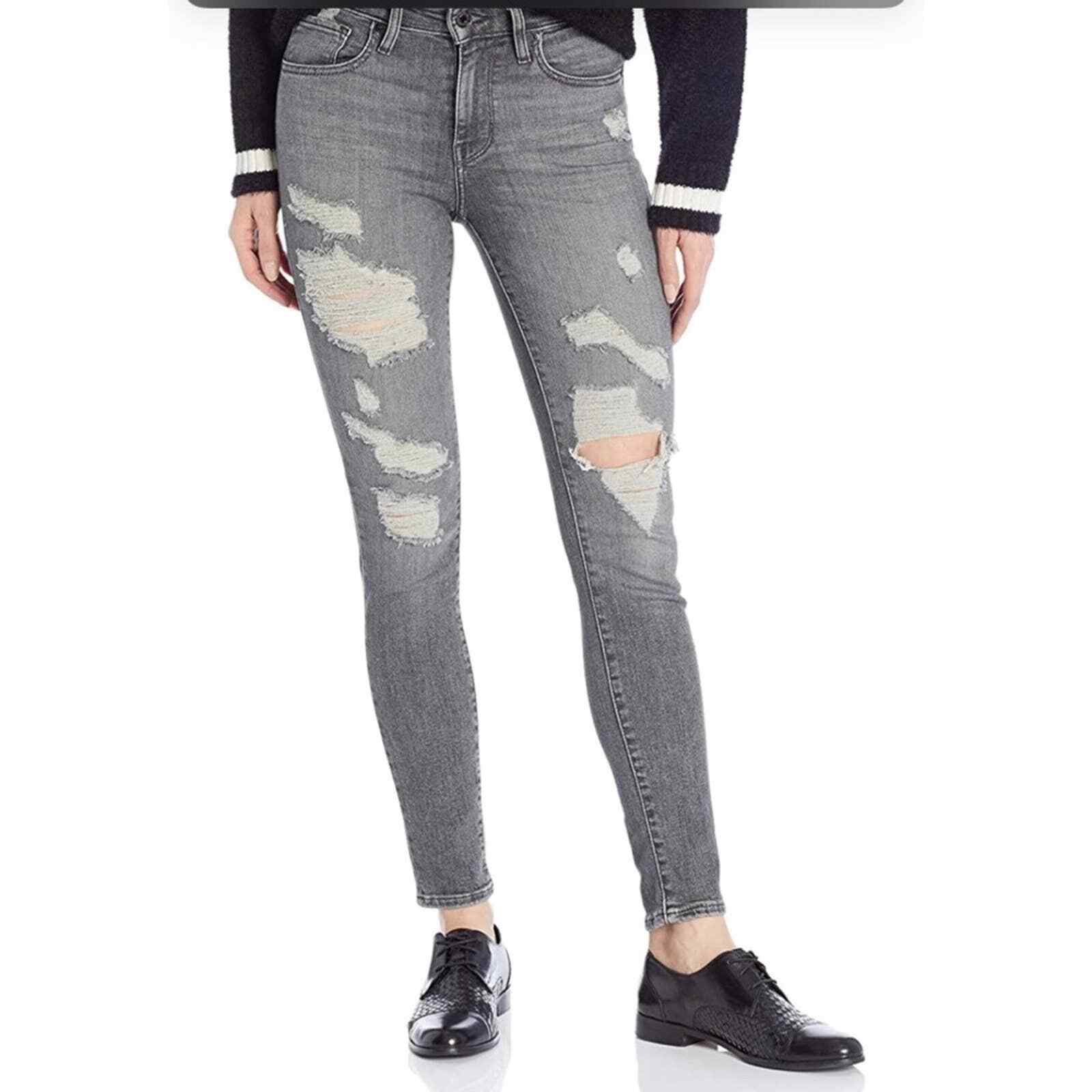 Levi’s 721 Distressed High Rise Gray Skinny Jeans Sz … - Gem