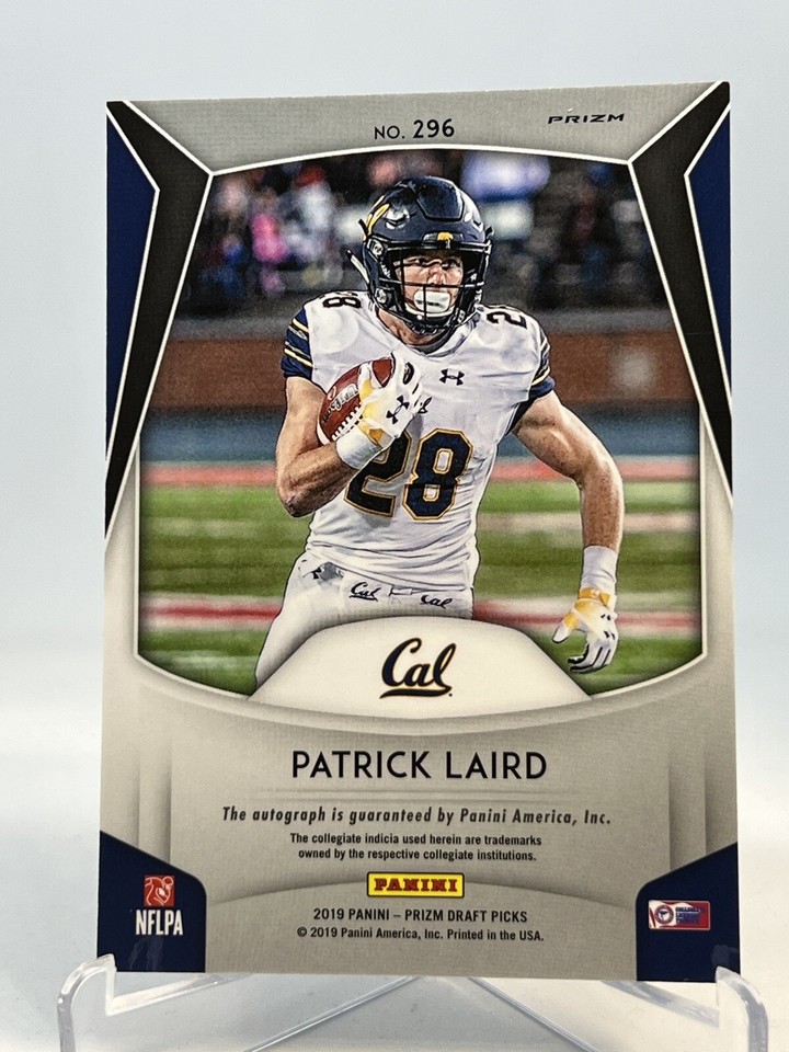 2019 Panini Prizm Draft Picks Silver Patrick Laird #296 Rookie Auto RC ...
