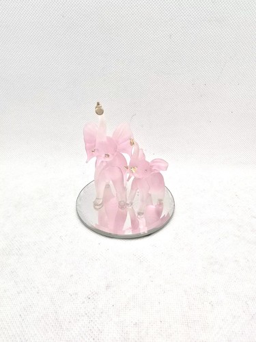 Glass Pink Elephant and Baby Figurine On Mirror Great World Co | eBay