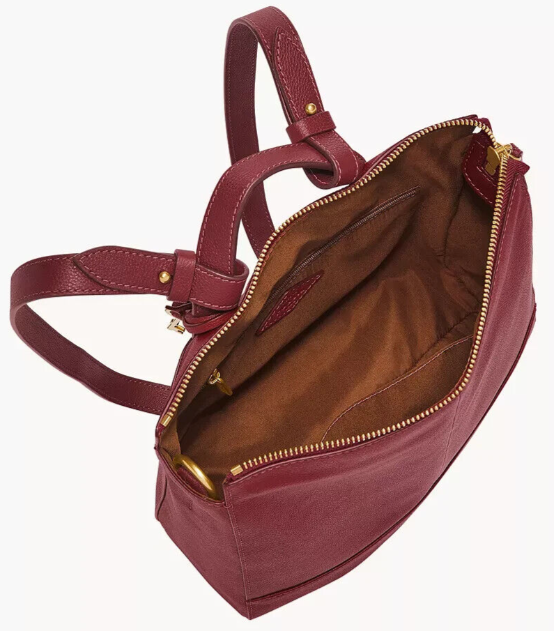 Fossil Elina Dark Red Leather Convertible Backpack SHB2979512 Purse Bag ...