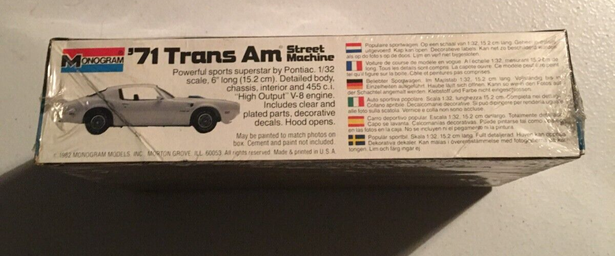 Vintage 1982 Monogram 1:32 71 Trans Am Street Machine Model Kit NEW ...