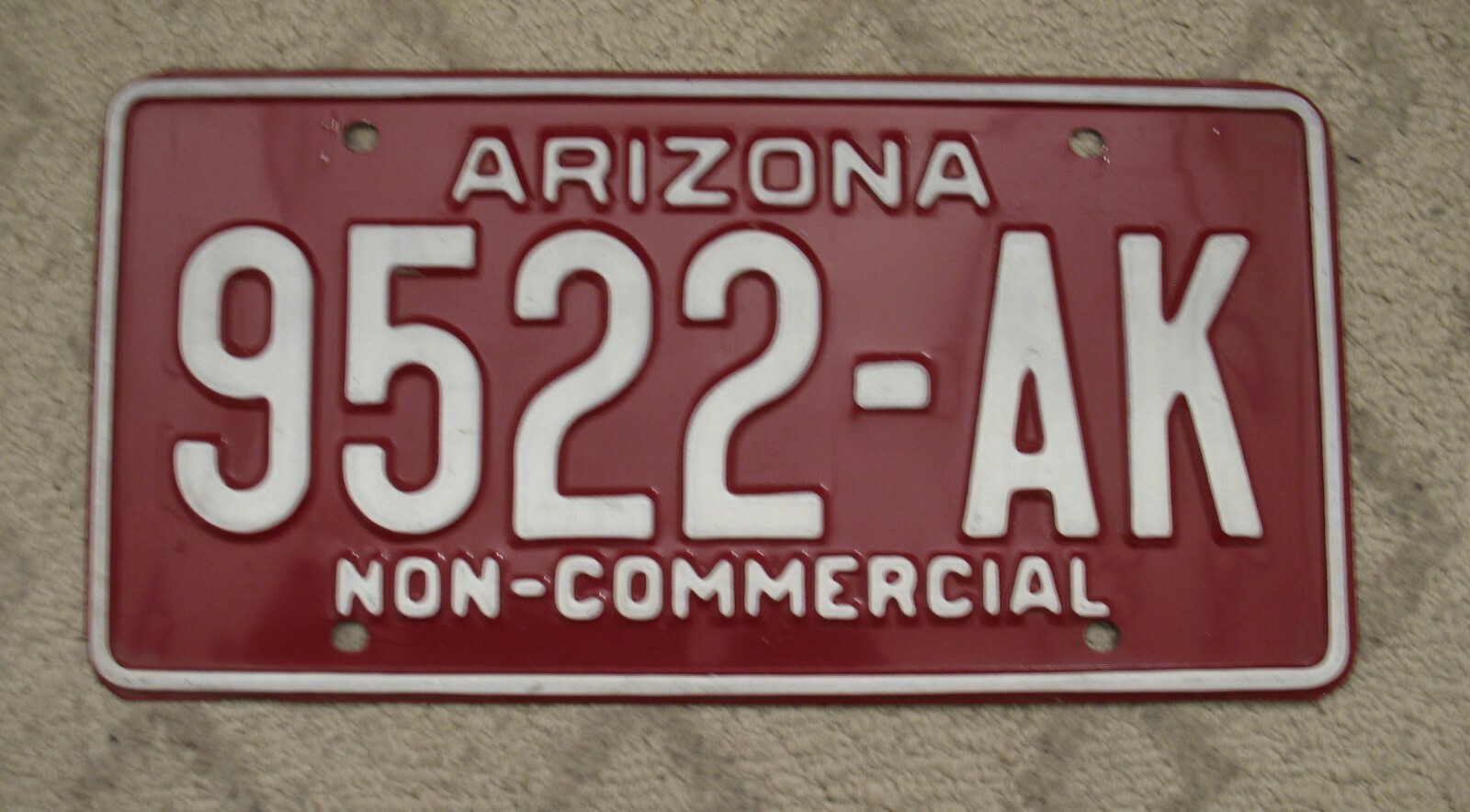 B14 - ARIZONA MAROON BASE NON COMMERCIAL LICENSE PLATE 9522-AK | eBay