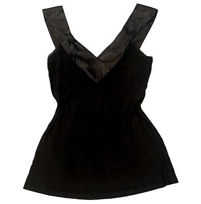BB Apparel Black Stretch Knit & Satin V-Neck Cami Tank Top Tunic Sz M ...