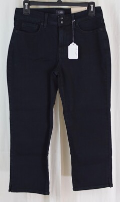 NYDJ Women's Cropped Capris with Double Needle Slits Black Dark ...