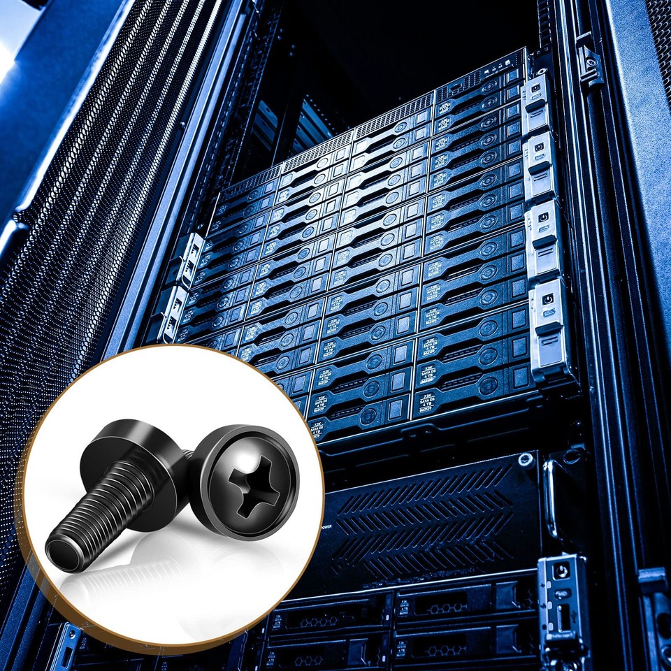 50 Pack M6 x 16 mm Rack Mount Cage Nuts, Screws and Washers Stainless ...