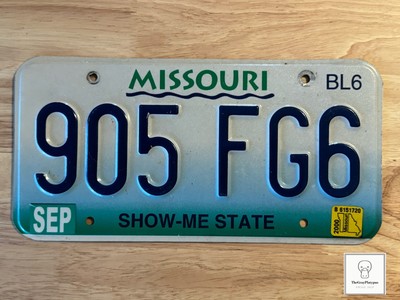 Vintage 2000 MISSOURI LICENSE PLATE September 905 FG6 | eBay