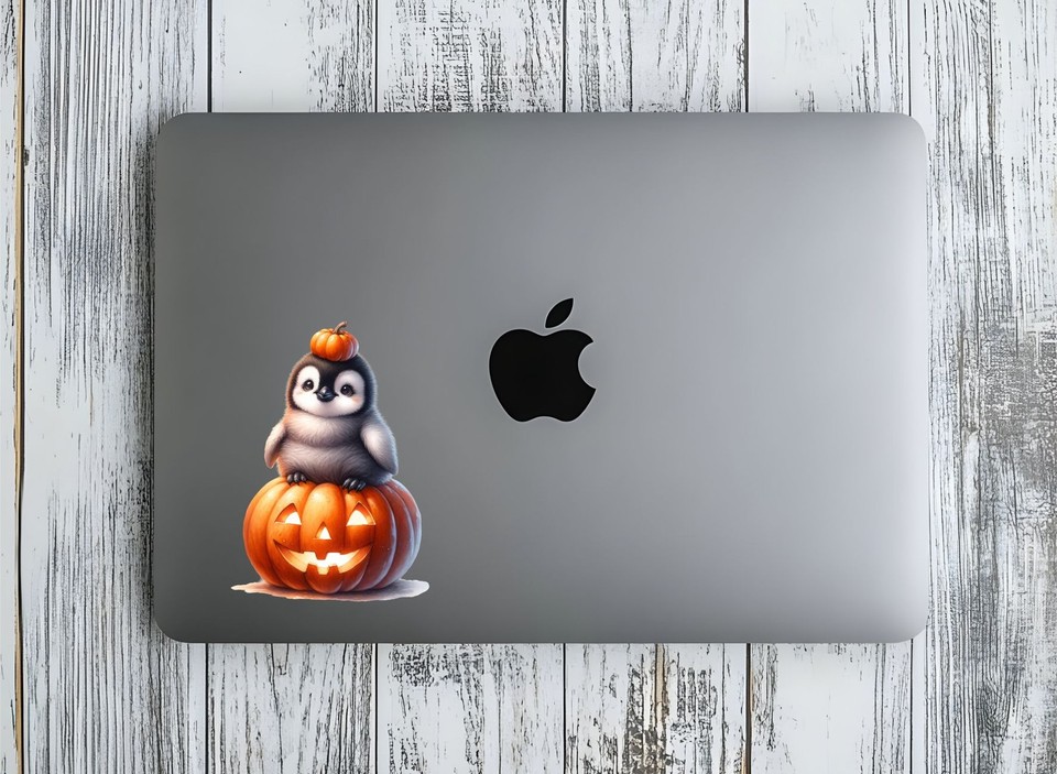 Halloween Pumpkin Penguin UV DTF Sticker - Glass Laptop Tumbler Wall ...