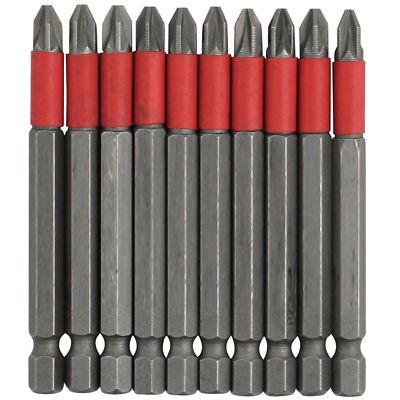 10 PIECE POZI 2 PZ2 SCREWDRIVER BIT SET HEX BITS 75 mm LONG REACH NON ...