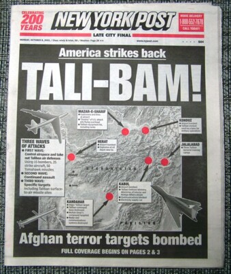 NEW YORK POST OCT 8 2001 AMERICA STRIKES BACK SPECIAL EDITION 9-11 ...