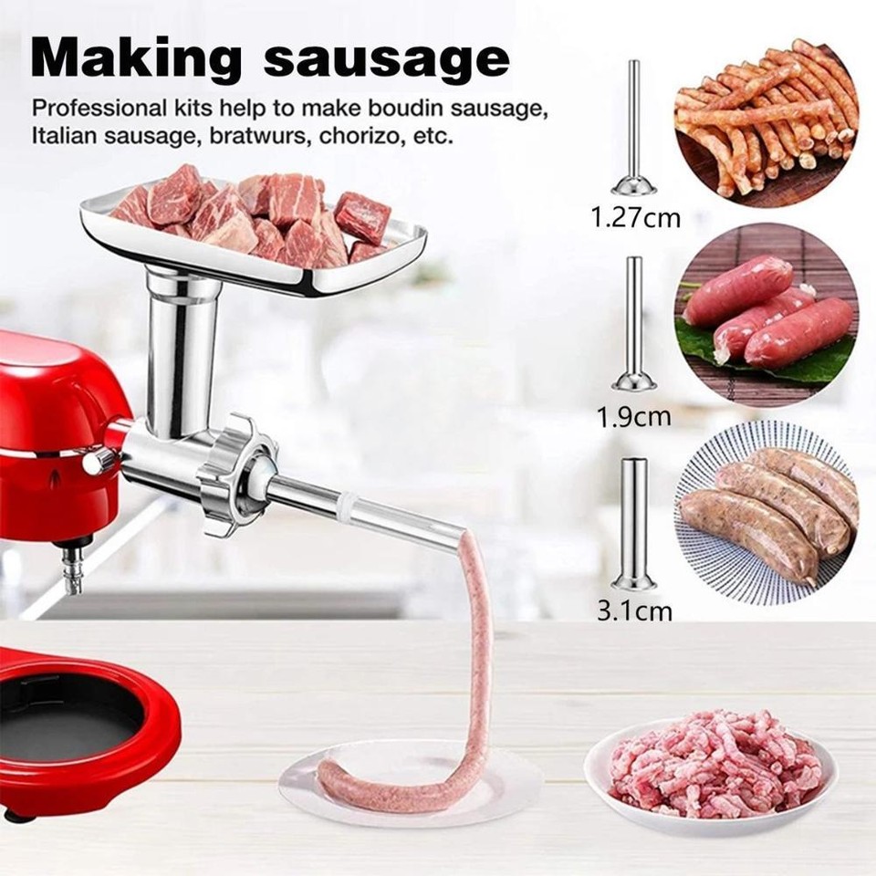 Filling Stainless Steel Sausage Stuffer Meat Grinder Funnels Stuffing ...