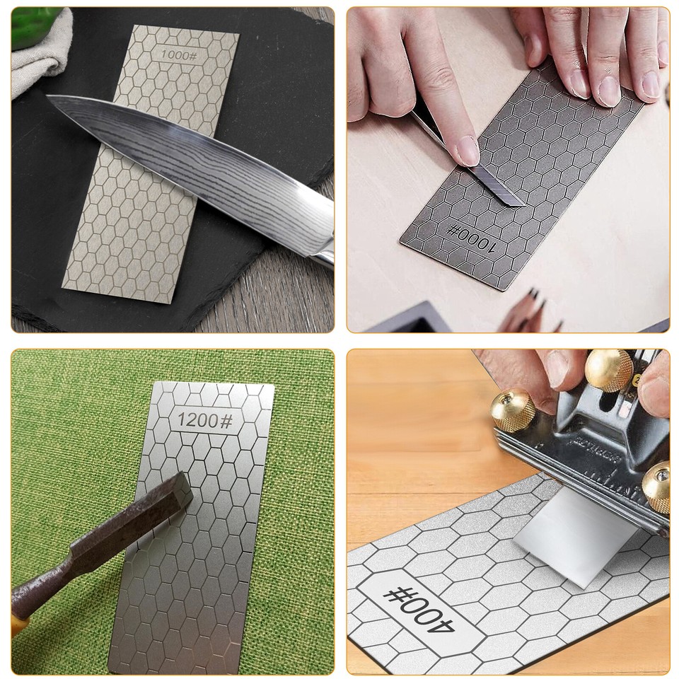 5x Diamond Sharpening Stone Plate 200-1200Grit Honeycomb Surface Knife ...