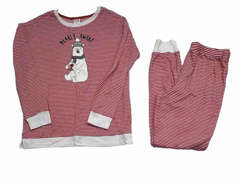 Secret Treasures Womens Pajama Set Size M Top Jogger Stripe Red Bearly ...