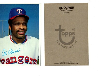 1980 AL OLIVER TOPPS BASEBALL LARGE CARD 5 x 7 TEXAS RANGERS 35 of 60 ...
