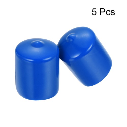 Screw Thread Protector, 27mm ID Round End Cap Cover Blue Tube Caps 5pcs ...