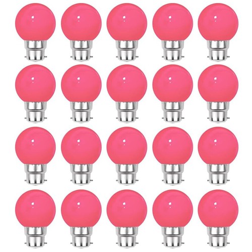 20 Pack B22 Bayonet BC LED Globe Bulbs Pink Color Shatterproof PC G45 ...