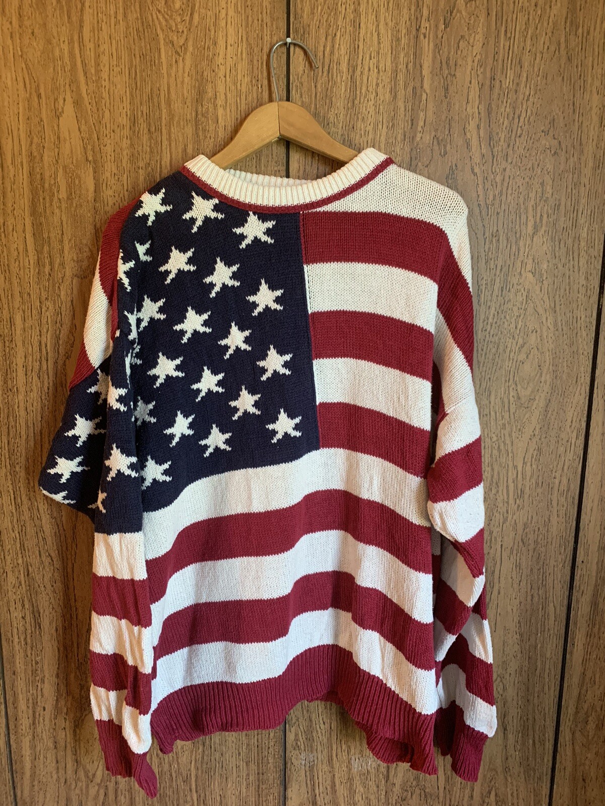 Vintage Structure American Flag Sweater Cotton Stripe… - Gem