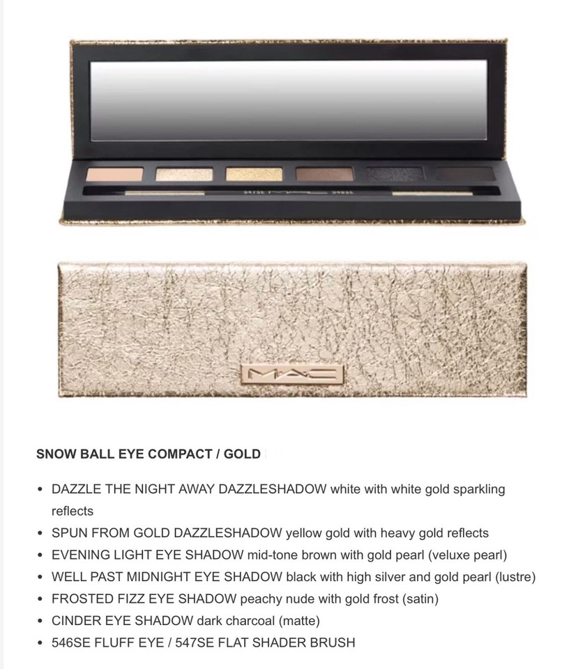 NIB Authentic MAC Snow Ball Eye Compact in GOLD ~ LIMITED EDITION | eBay