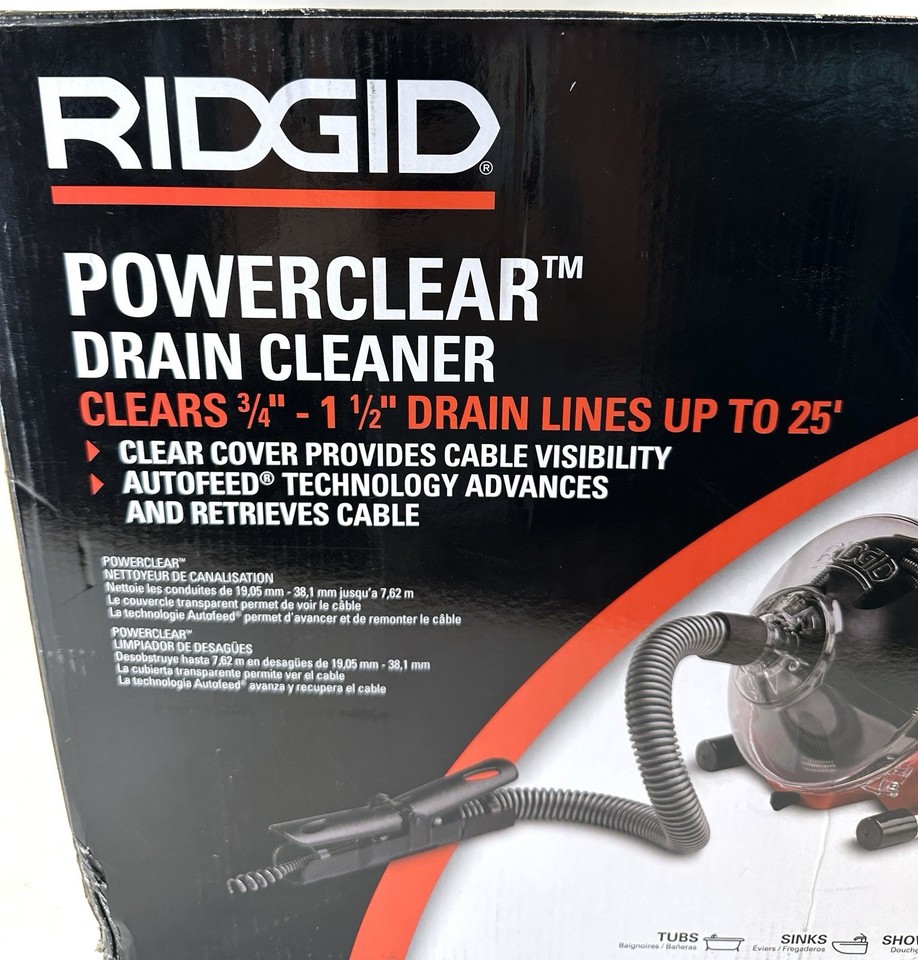 Ridgid PowerClear 30 ft Snake Auger Drain Cleaning Machine Model 55808 ...