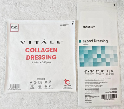Sterile Vitale 7" x 7” Collagen Dressing AND 4" x 10” Post-Op Dressing ...