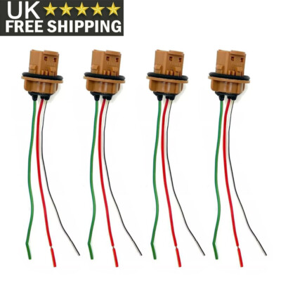 4x Pre-Wired 580 W21/5W T20 7443 Bulb Socket Holders LED Repair Stop ...