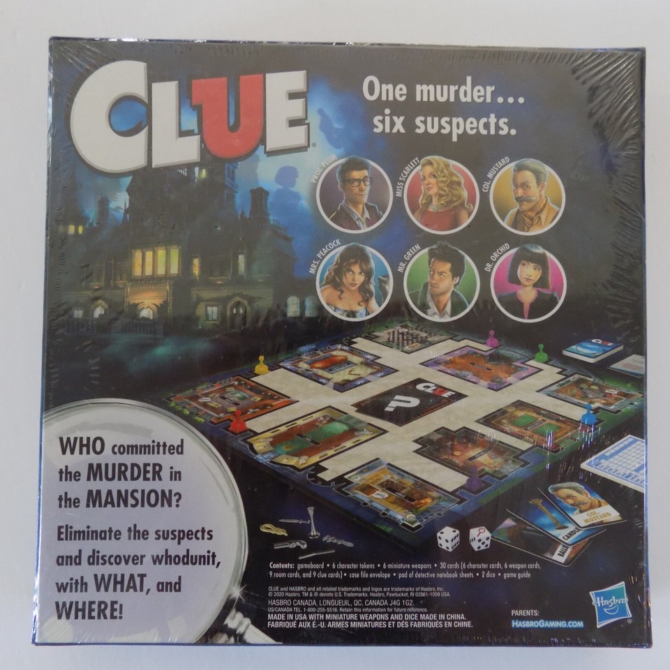Clue The Classic Mystery Game Hasbro Includes Fun Activity Sheet Inside ...