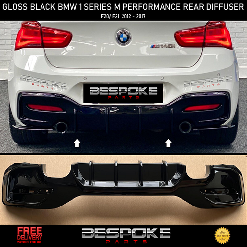 GLOSS BLACK REAR DIFFUSER DUAL FOR BMW 1SERIES F20 F21 135/140 M SPORT ...
