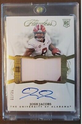 Josh Jacobs 2019 Panini Flawless RC Auto 2 Color Jersey Patch SP 01/25 ...