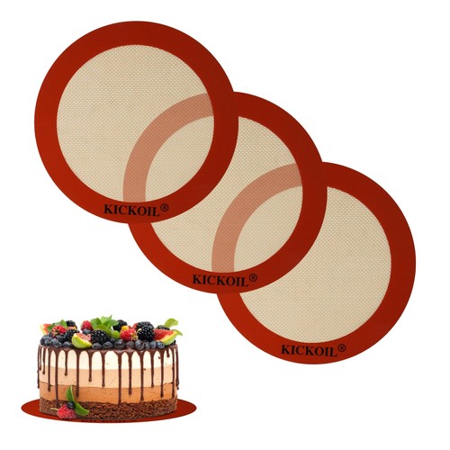 Round Silicone Baking Mats Set of 3-Silicone Mat for 8 Inch Cake Pan ...