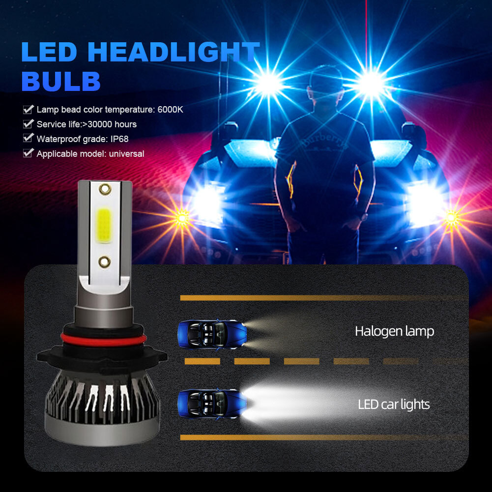 2Pcs LED Head Lamp 6000LM Car Headlight Conversion Kit IP68 Waterproof ...
