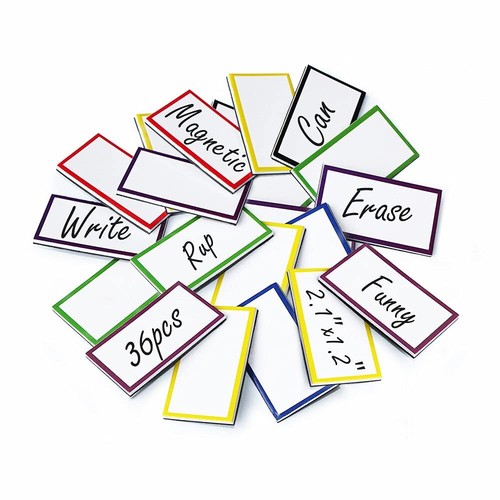 36Pcs Writable Magnets Labels Dry Erase Magnet Name Tag with Case,2.1 ...